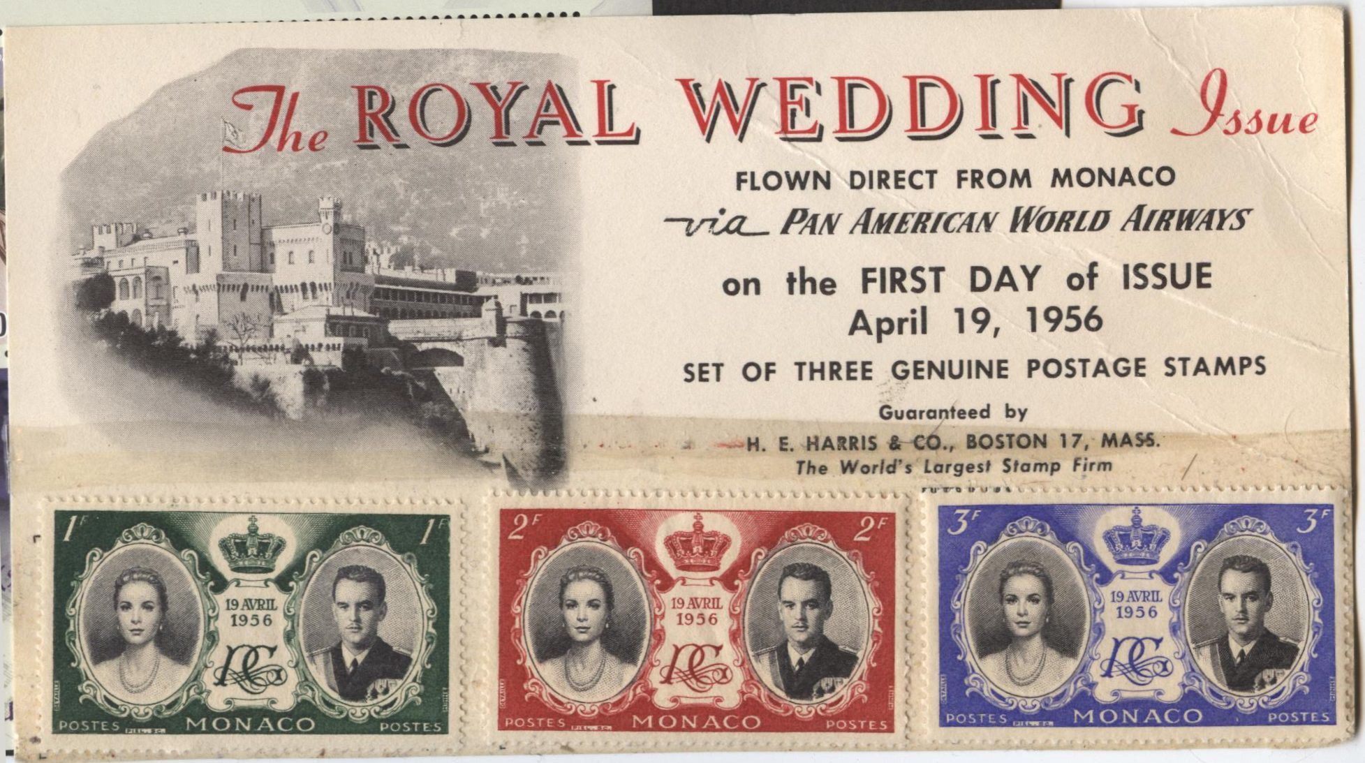 Monaco 366-368 (first day cover, wrinkly card, no cancel) Grace ...