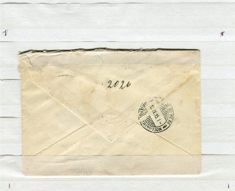 PORTUGAL; 1915 fine WWI early CENSOR LETTER/COVER to Switzerland ...