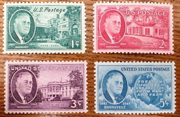 US # 930-933 Roosevelt series 1945 4 stamps Mint NH | United States ...