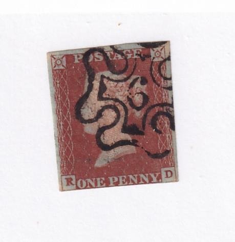 GB Imperf Penny RED With Numeral 6 in Middle of Maltese Cross Alpha R-D ...