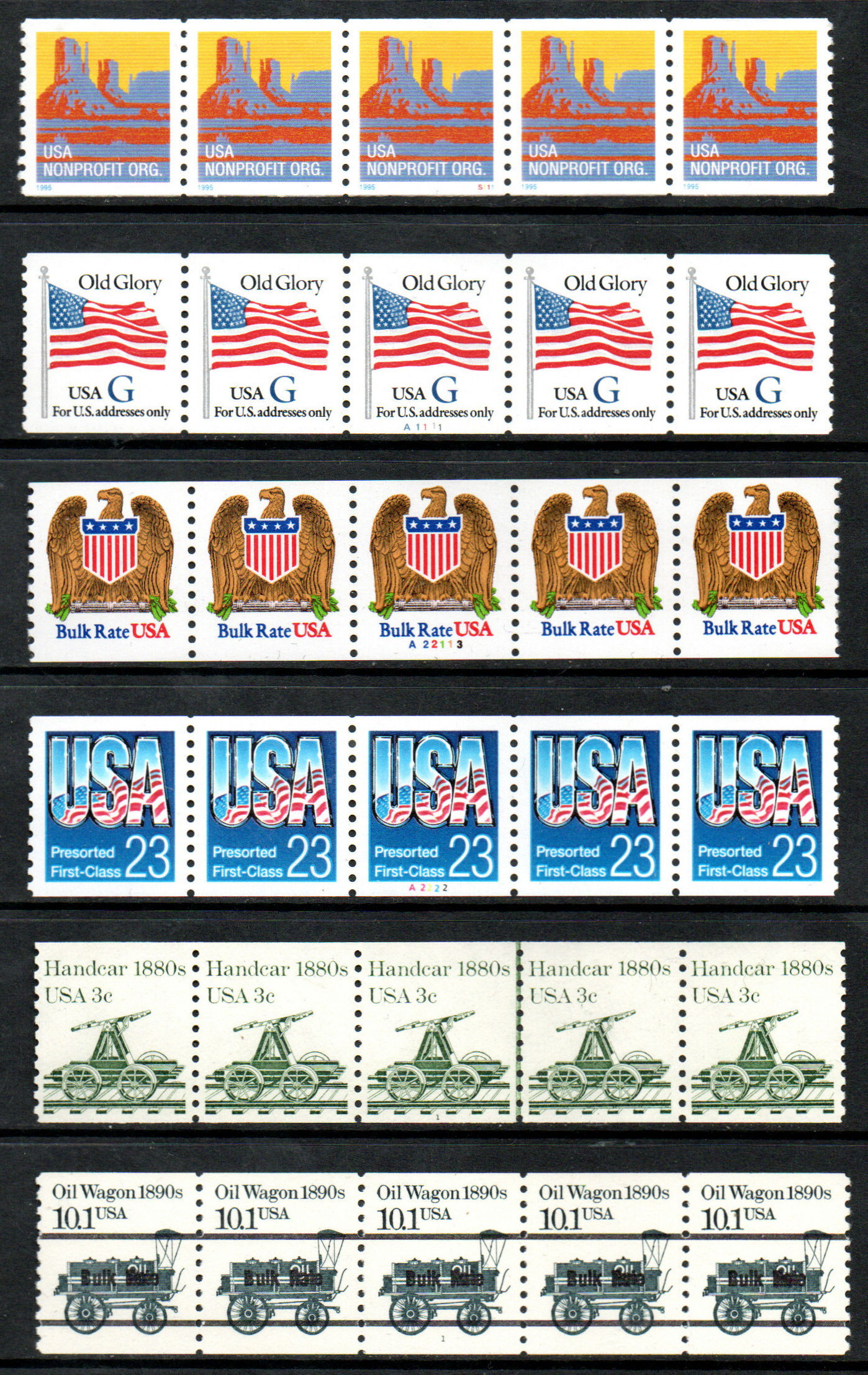 US 6 Assorted Plate Number Coils, VF/XF OG NH, high value! SEE PHOTO ...