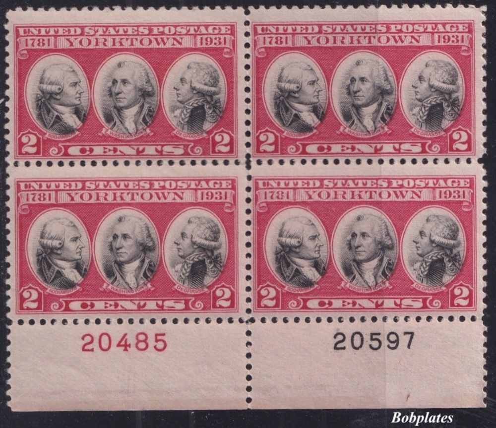BOBPLATES US #703 Yorktown Bottom Plate Block 20485 20597 F-VF MNH SCV ...