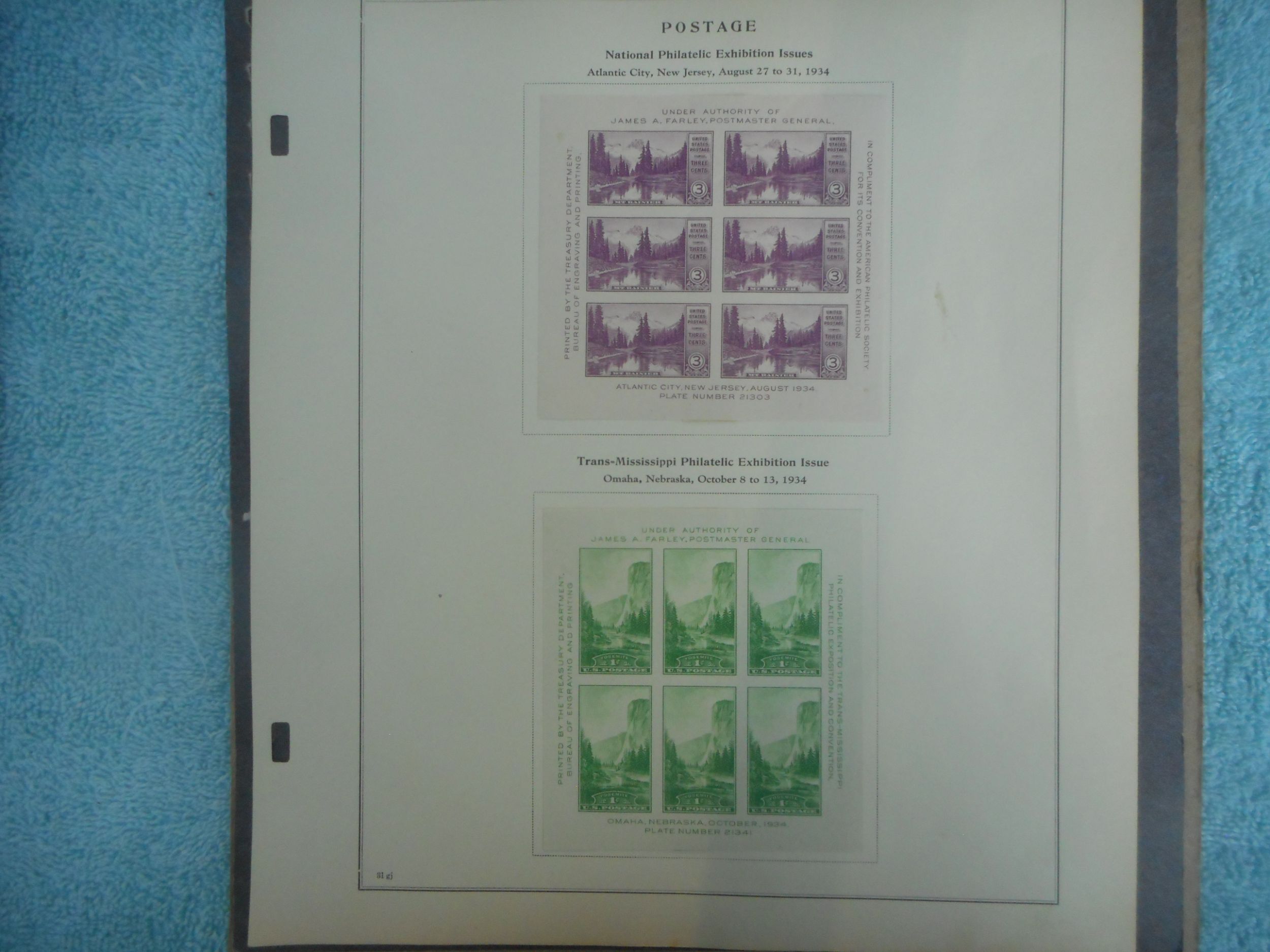 #'s 750 & 751 Mint OG... Full Panes of 6 on Album Page | United States ...