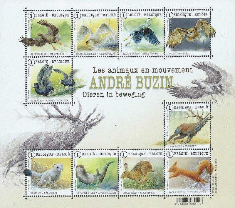 Belgium 2015 Birds mammals pictures by Andre Buzin set of 10 stamps ...