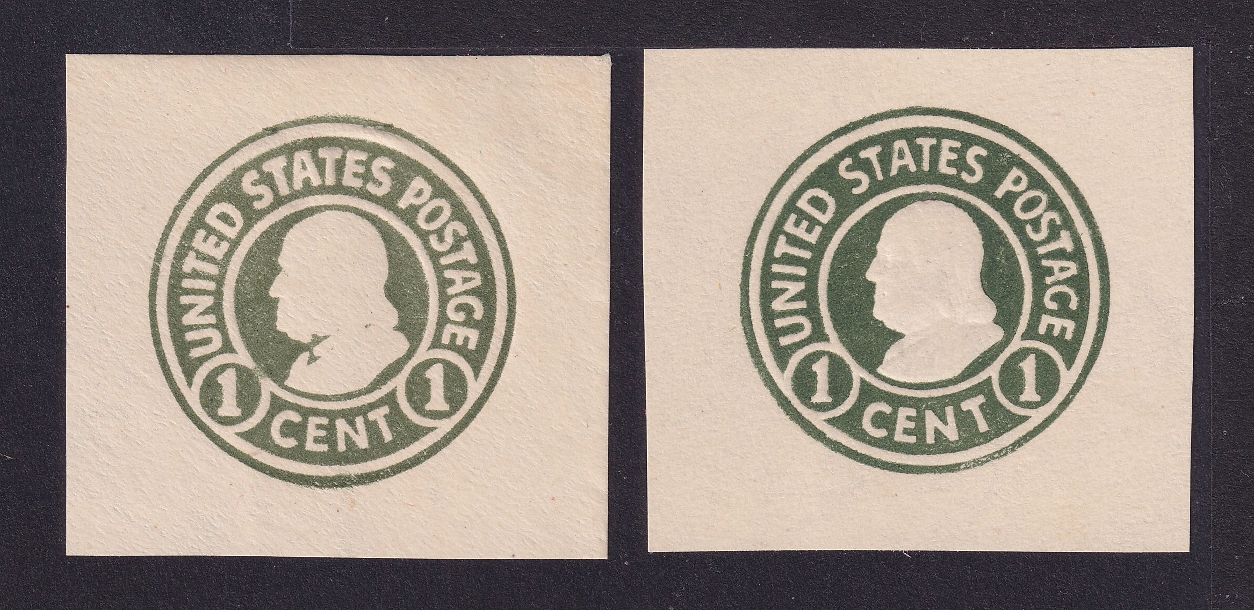US Stamped Envelope U420 1c Olive Green Mint Hinge VF CUT Squares EFO ...