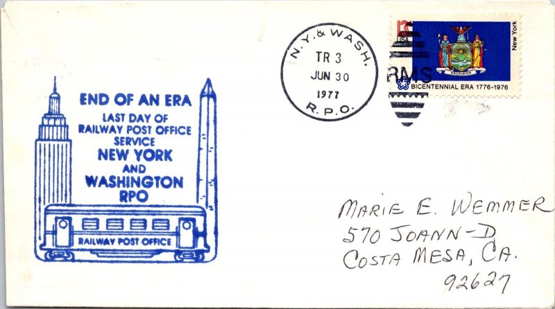 1977 - Last Day of Railway PO - NY & Wash RPO - F34572 | United States ...