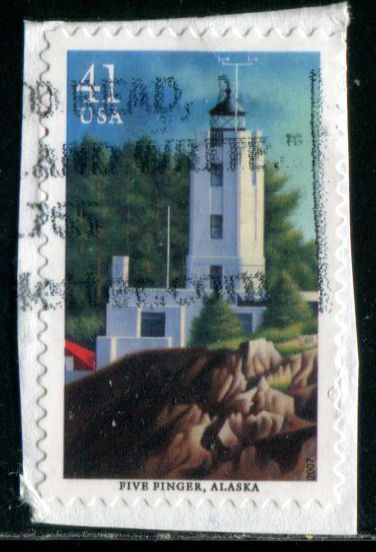 4147 US 41c Five Finger, AK Lighthouse SA, used on paper | United ...