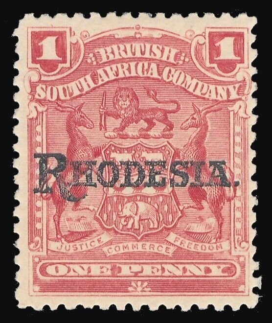 Rhodesia 1909 "RHODESIA." 1d carmine-rose mint lightly hinged. SG 101 ...