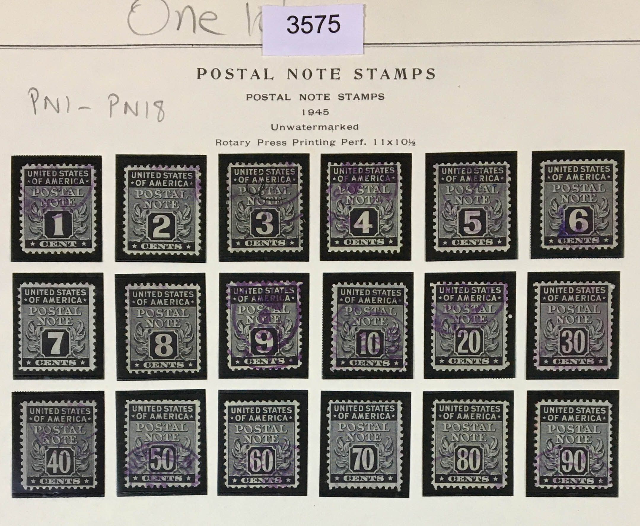 US Stamps # Pn1-Pn18 1945 Group Used CAT. $ LOT #3575 | United States ...