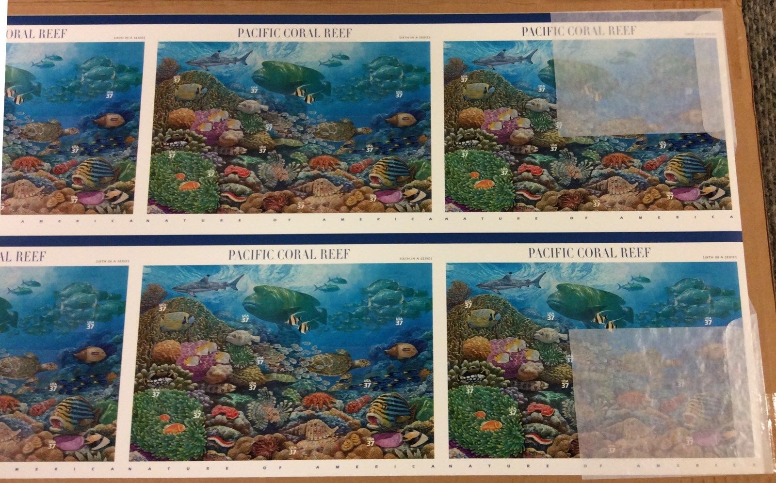 3831 Pacific Coral Reef, uncut press sheet of 80 37¢ stamps, 2004, $29. ...