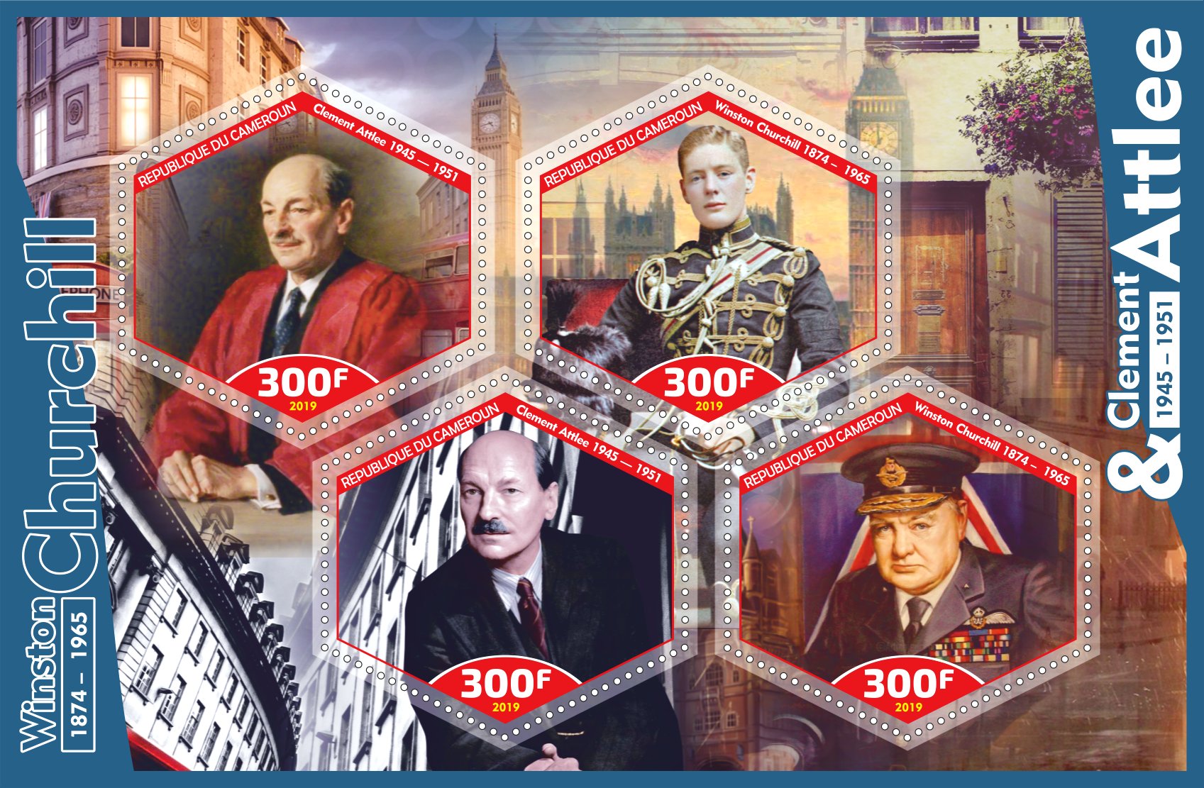 Stamps. Famous people. Winston Churchill 2019 1+1 sheets perforated ...