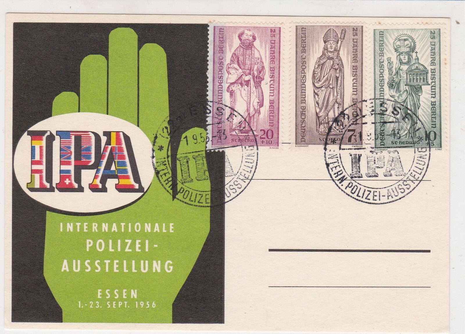 Germany 1956 Int. Police Exhibition Slogans Illustrated 25 Yr Stamps ...