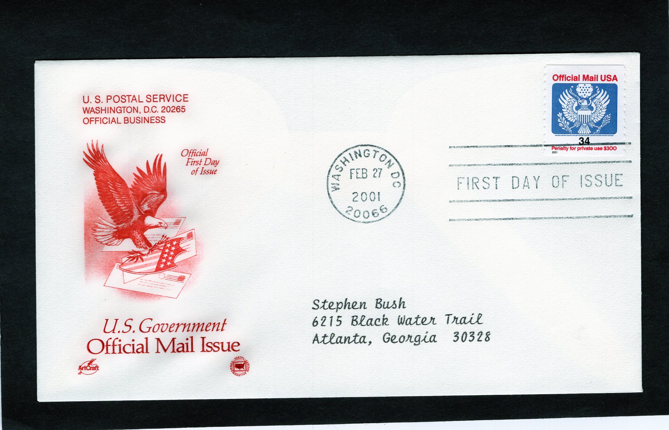 O158 Official Mail, FDC ArtCraft/PCS addressed | United States ...