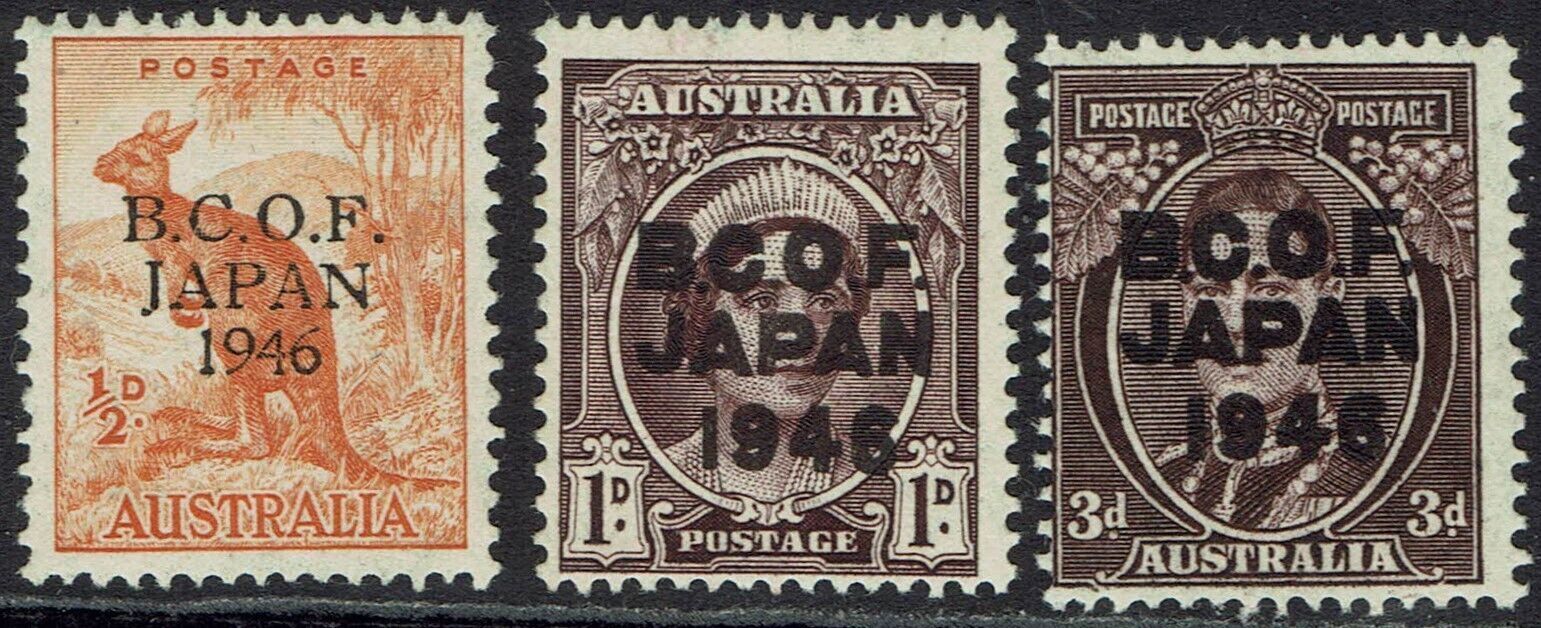 Bcof Australia Japan Occupation 1946 Overprinted ½D 1d and 3d ...