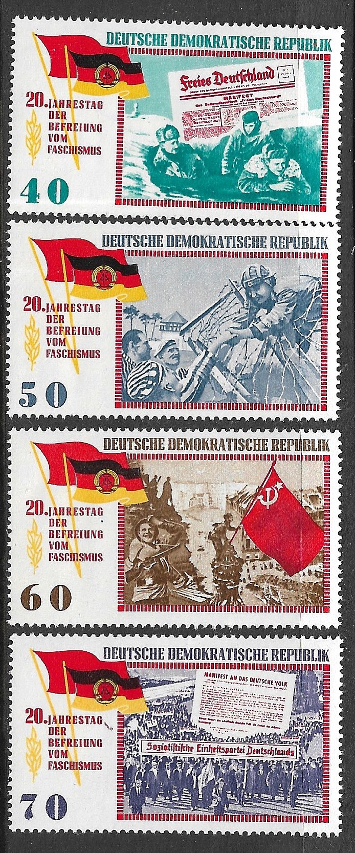 EAST GERMANY DDR 1965 Liberation From Fascism Regular Set Sc 765-768 ...