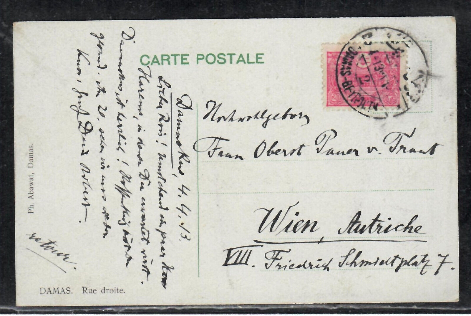 Damas Beyrouth Railway Train postmark 1913 Ottoman Turkey in Damaskus ...