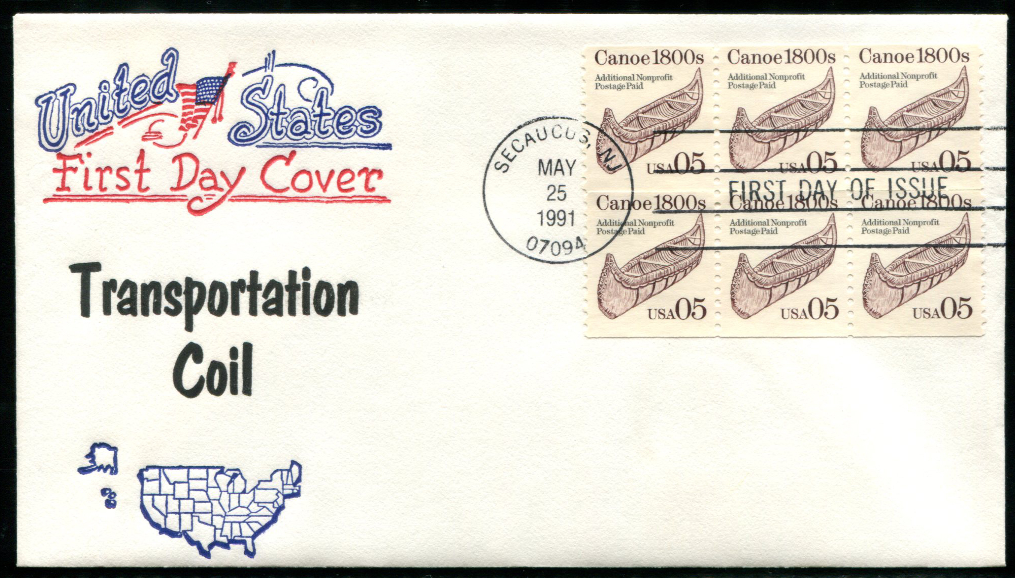 2453 US 05(c) Canoe coil FDC, Artopages cachet | United States ...