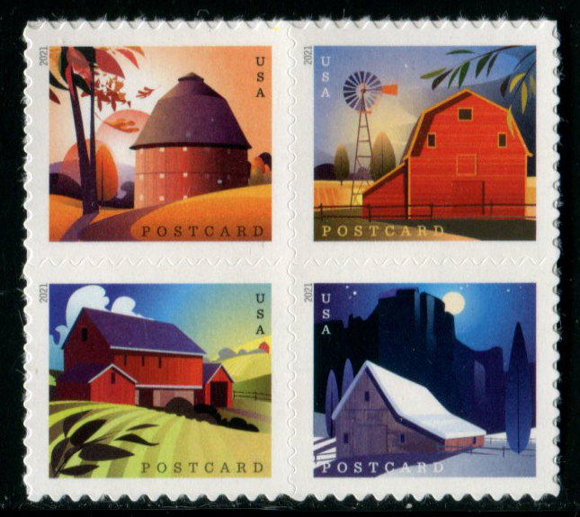 5549a US (36c) Barns SA, MNH blk/4 | United States, General Issue Stamp ...