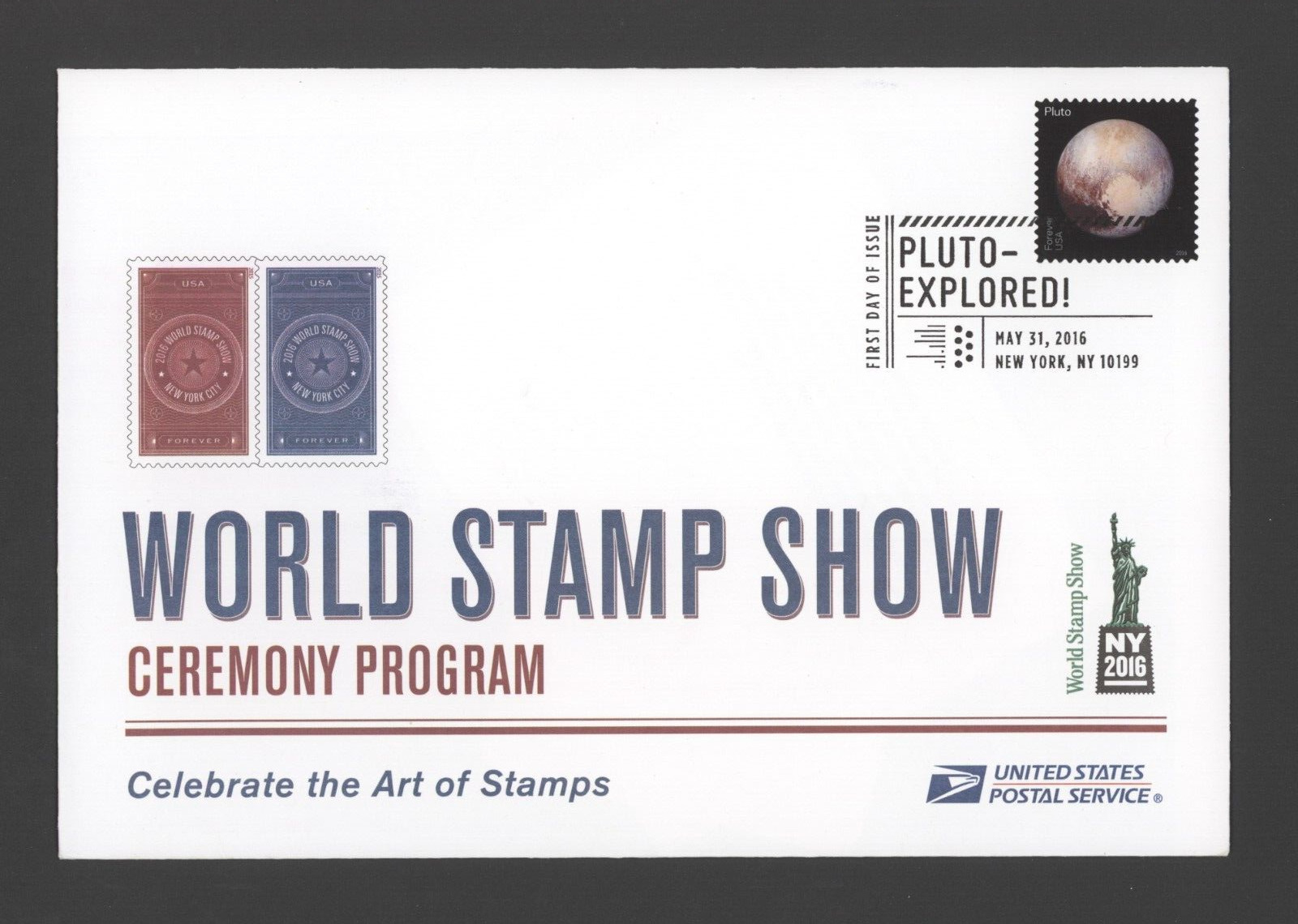 US 5077 Pluto-Explored! World Stamp Show Ceremony Program FDC 2016 ...