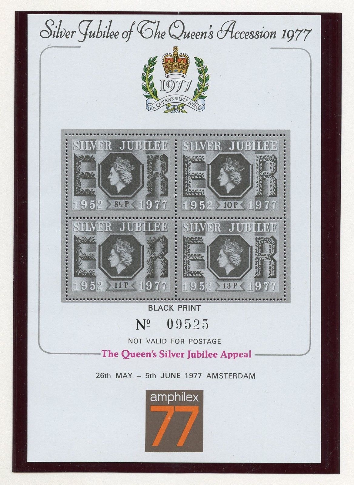 1977 Silver Jubilee of Queen Elizabeth's Accession Black Amphilex Proof ...