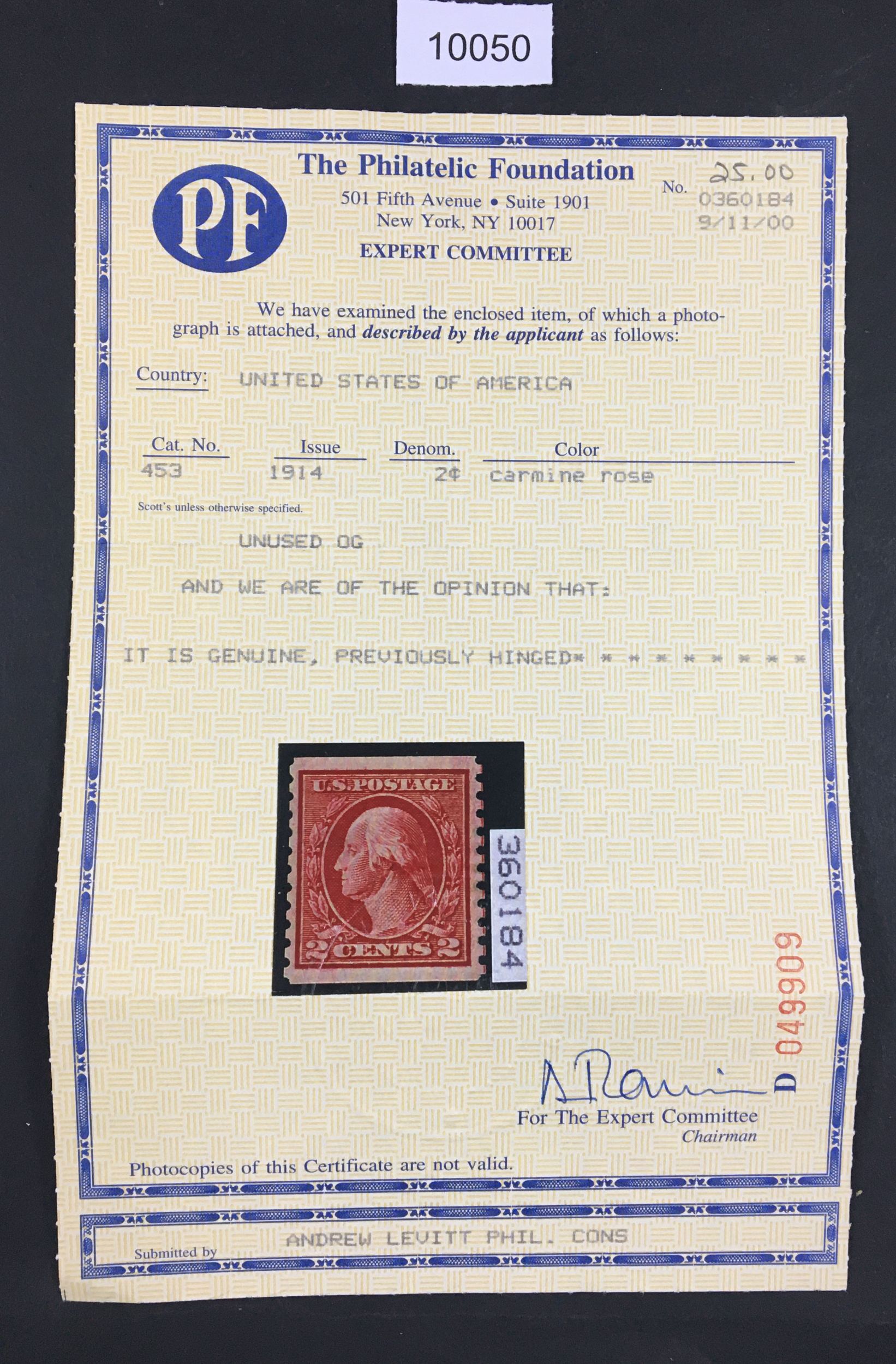 US Stamps # 453 Mint OG H VF Jumbo **Pf Cert** LOT #D 10050 | United ...