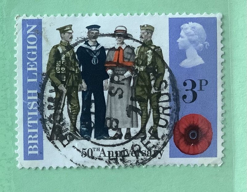 Great Britain 1971 Scott 654 used - 3p, British Legion 50th Anniv ...