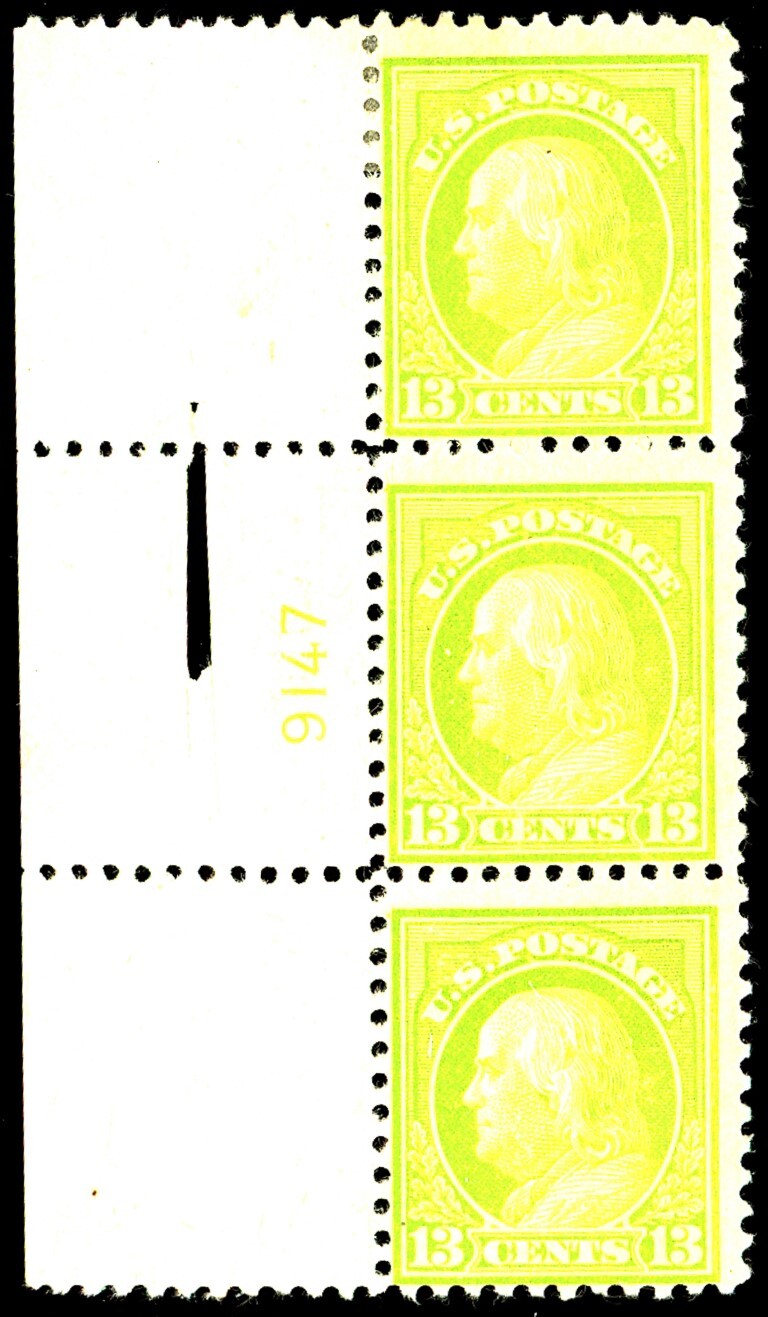 U.S. #513 Mint PL# Strip of 3 OG HR | United States, General Issue ...