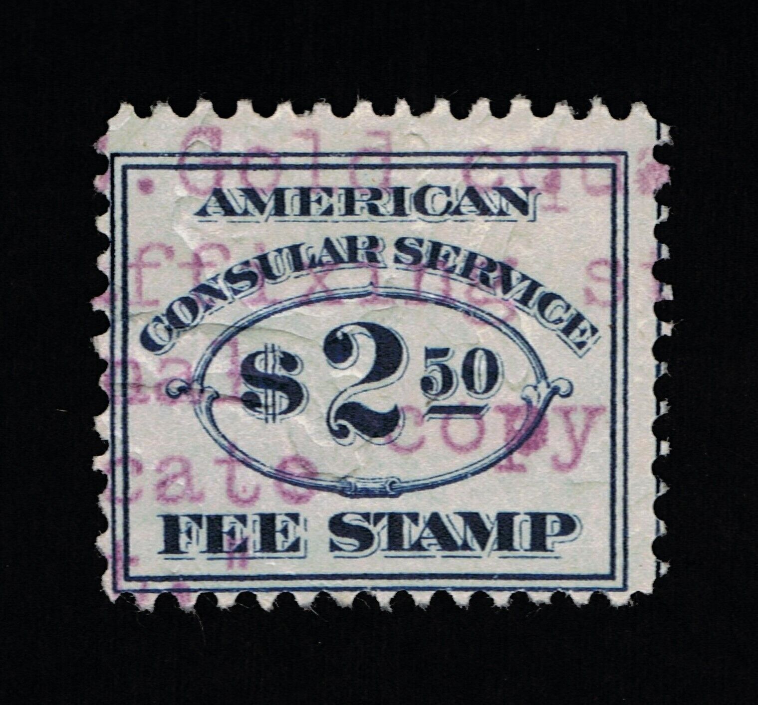 Exceptional Genuine #Rk5 F-Vf Used 1906 Dark Blue Consular Service FEE ...