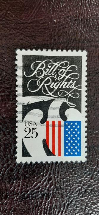 US Scott # 2421; used 25c Bill of Rights from 1989; XF centering; off ...
