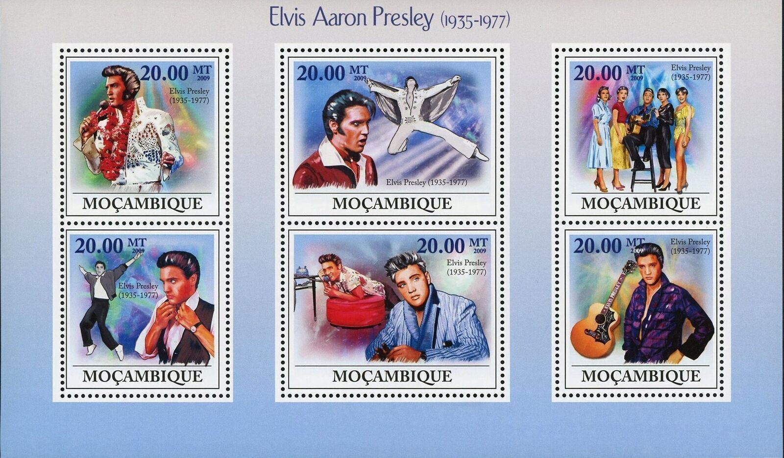 Elvis Presley Stamp Famous People Artist Singer Souvenir Sheet of 6 MNH ...