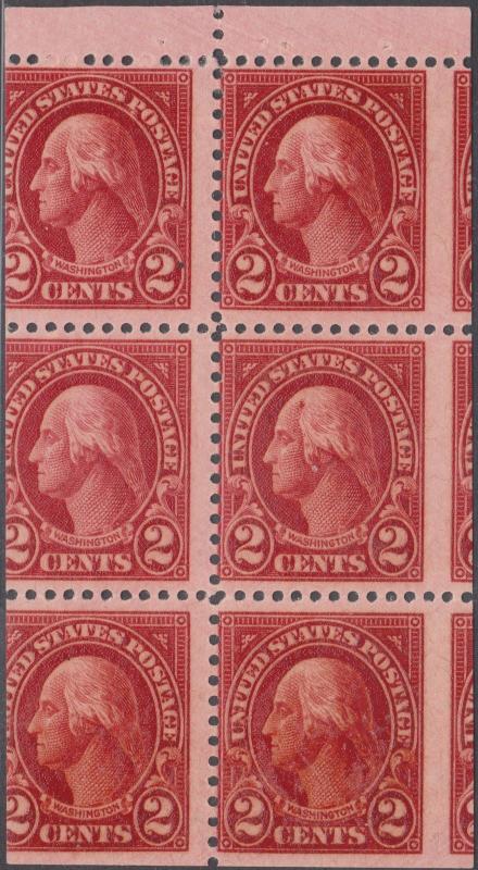 #634e VAR. 1927 WASHINGTON BKLT PANE VARNISH INK CARMINE LAKE EXT RARE ...