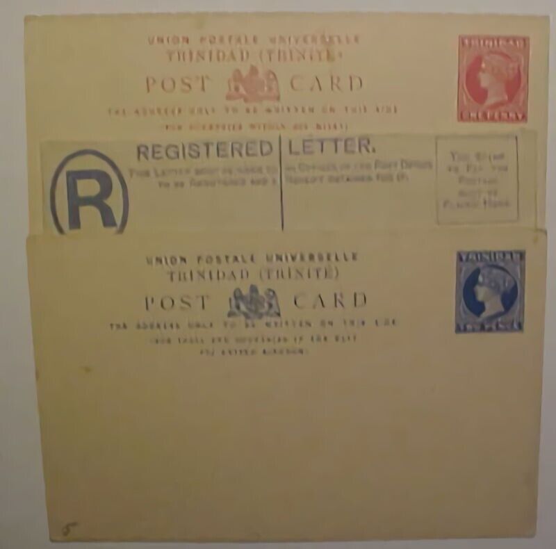 Trinidad Entire Registered,2 Postal Cards 1 Includes 1 Double ALL 1890 ...