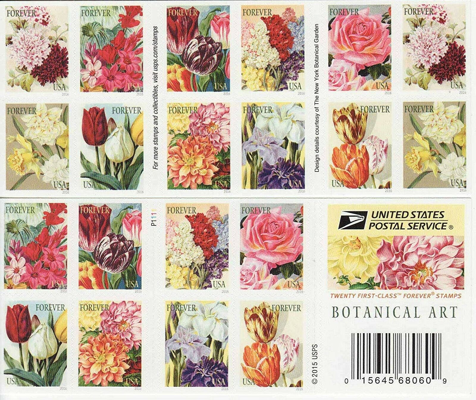 Botanical Art Booklet Pane of 20 - Postage Stamps Scott 5051c | United ...