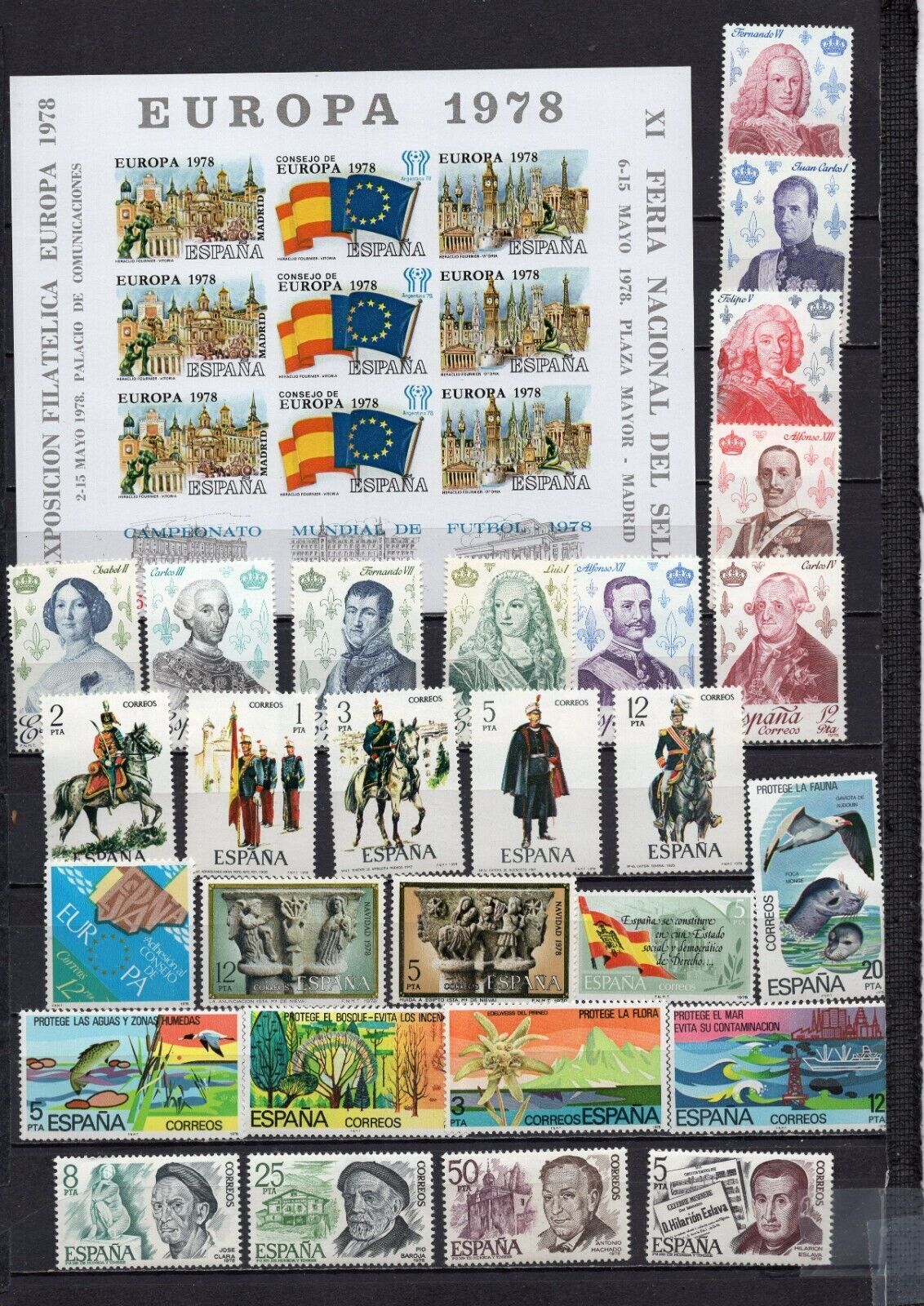 Spain 1978 Complete Year SET of 58 Stamps & Sheet of 9 Stamps MNH ...