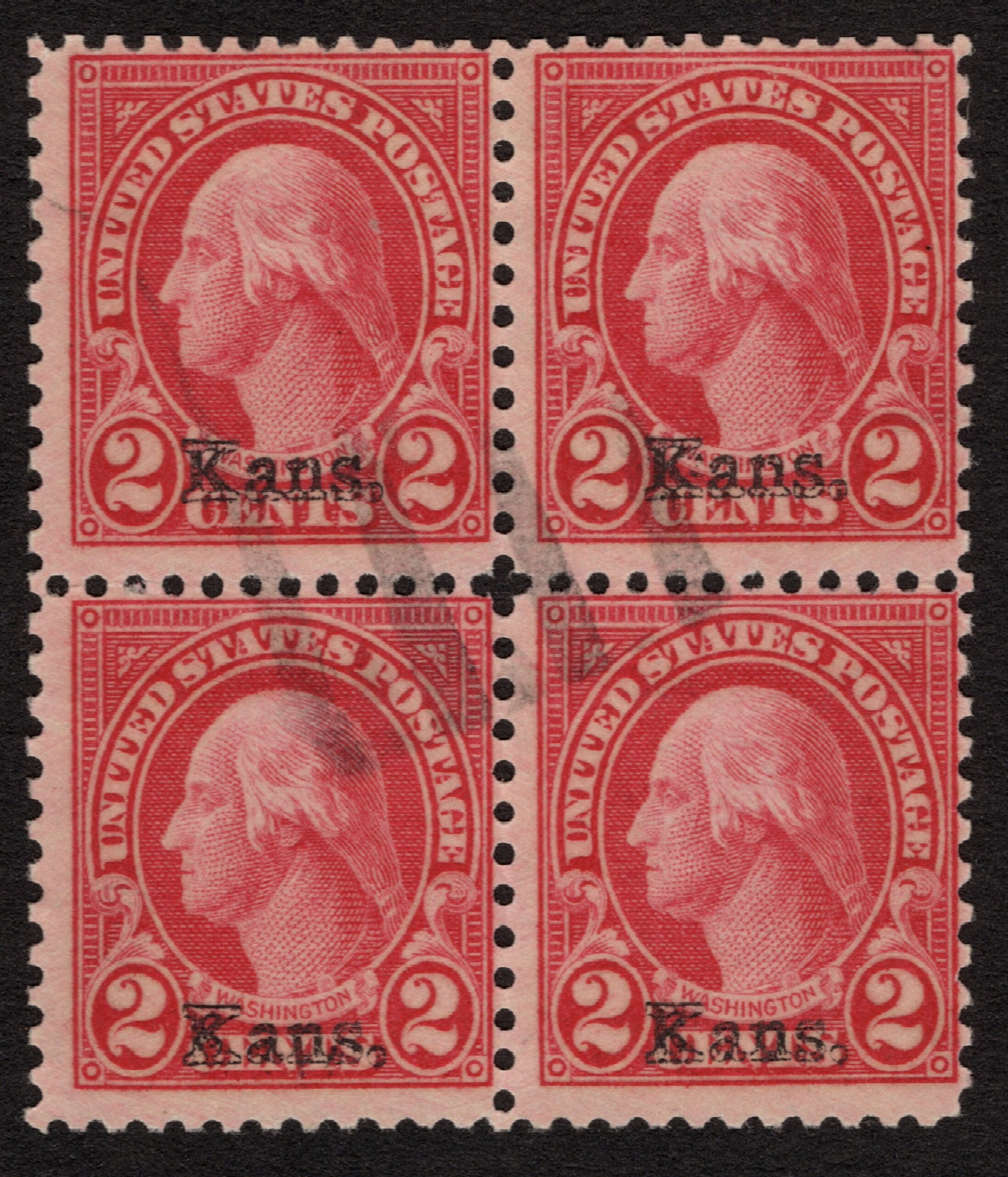 Used Block of Four 1929 KANS Overprint 2c Stamps, Scott #660 | United ...