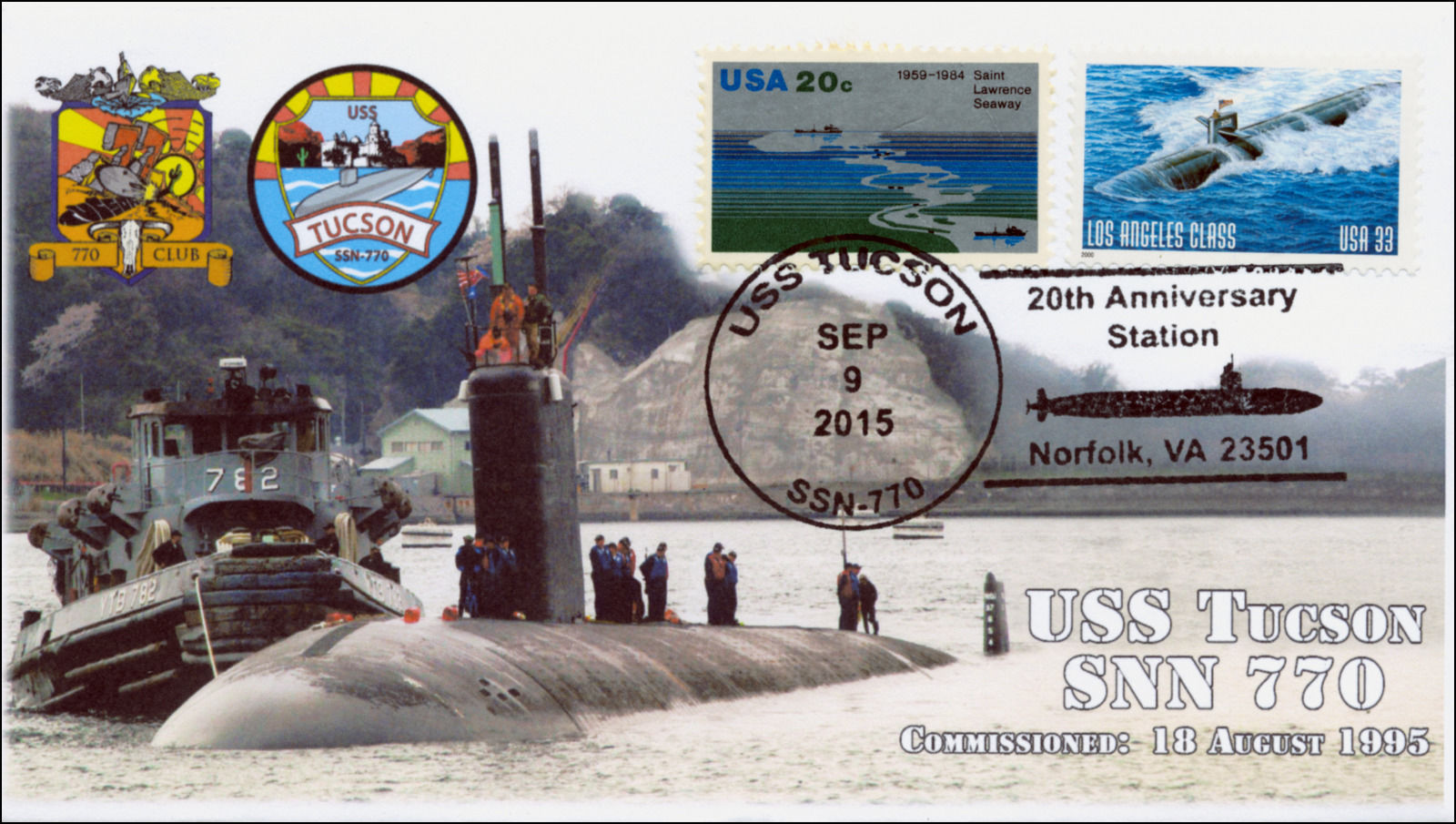 2015, USS Tucson, Submarine, 20 years Pictorial Postmark, 15-247 / HipStamp