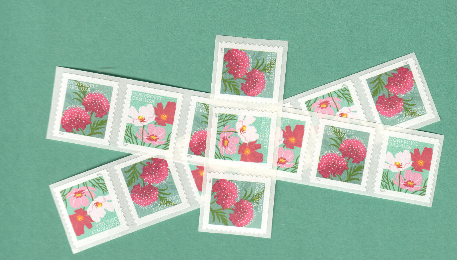 Butterfly Garden Flowers STRIPs of 15 MNH 3000 roll | United States ...