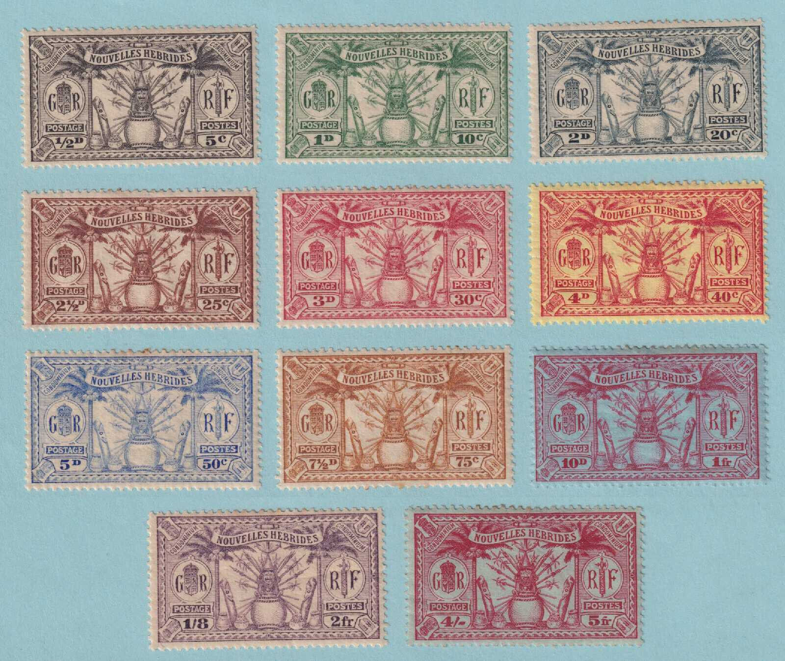 French New Hebrides 44 - 54 Mint Hinge Remnants OG * SET - Very Fine ...