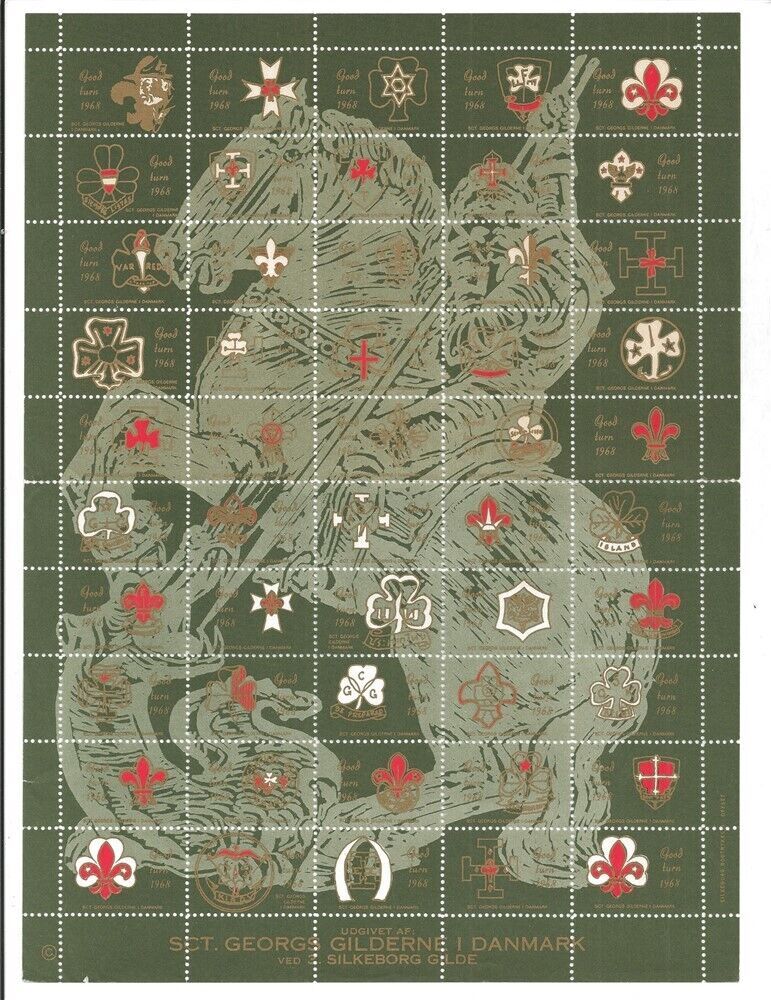 Denmark 1968 Boy Scout patron St George labels sheet 50 | Europe ...