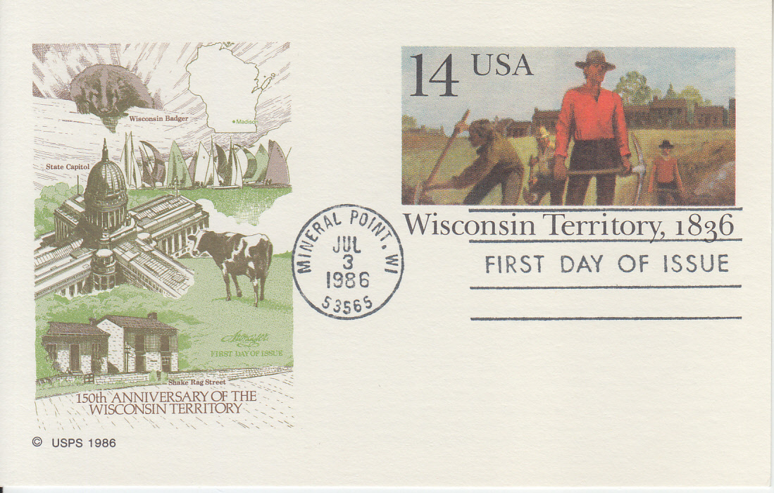 1986 United States Wisconsin Territory Post Card (Scott UX113 ...