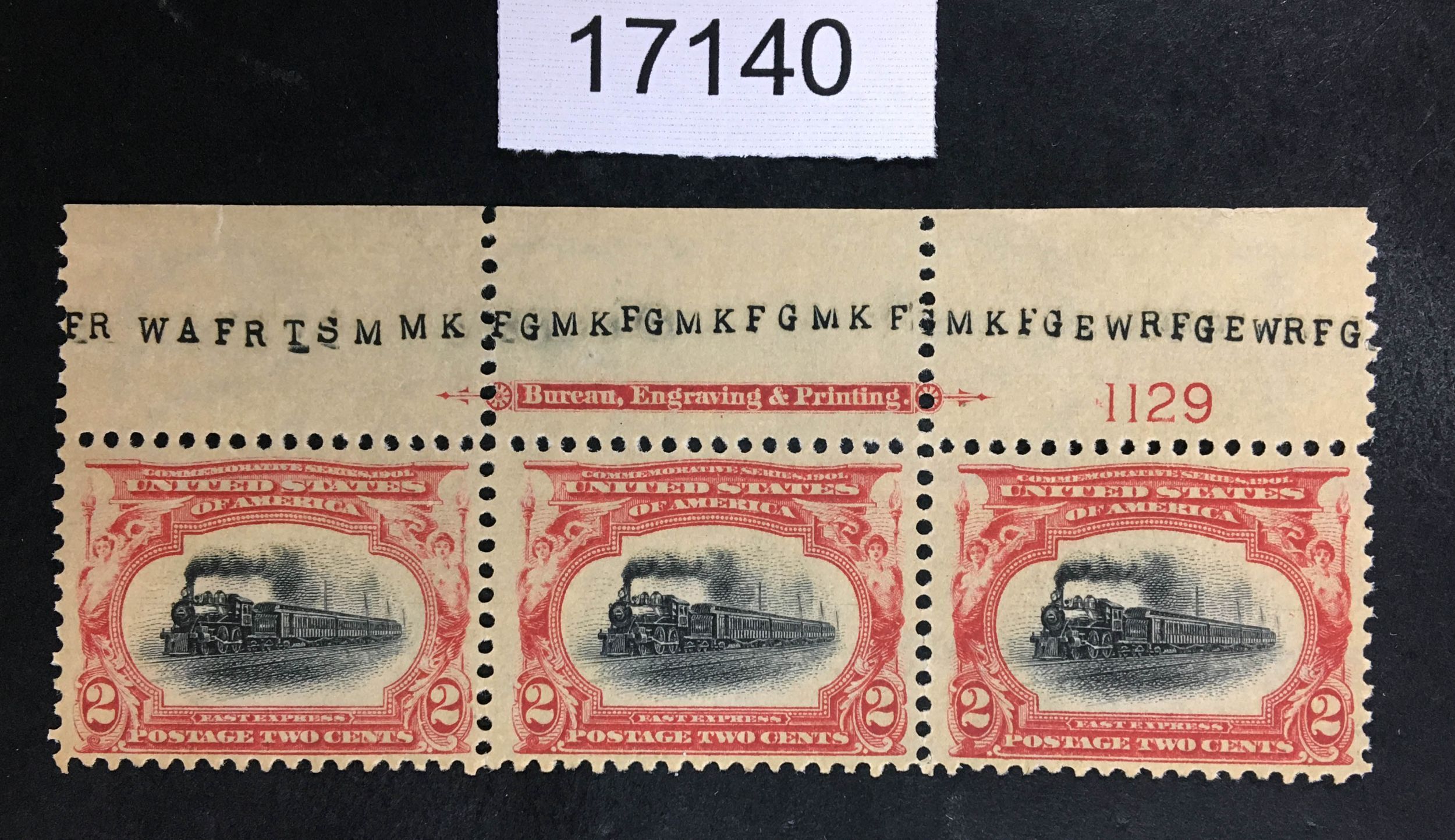 US #295 Plate Imprint Strip of 3 Mint OG NH VF Post Office Fresh $150 ...