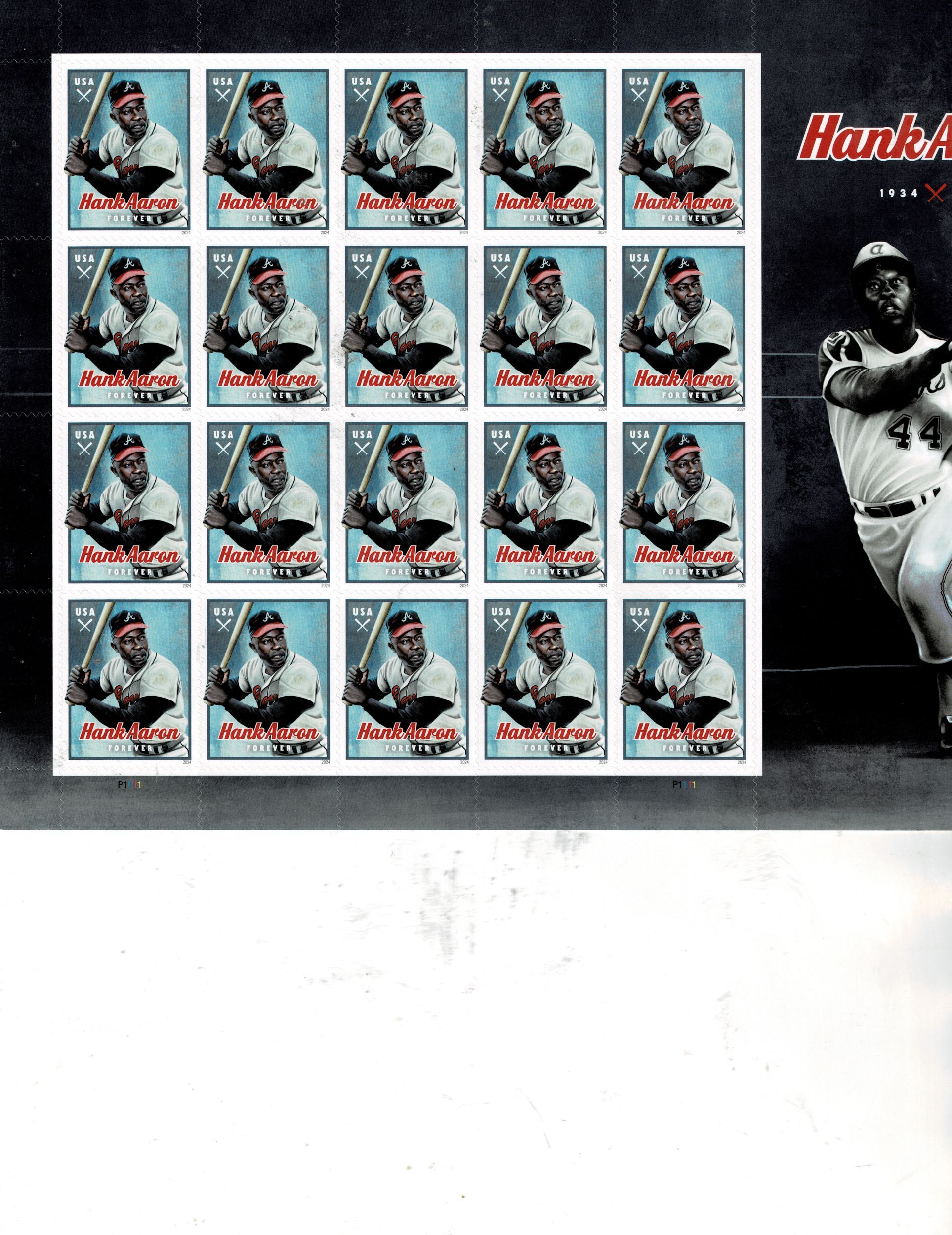 Hank Aaron Baseball Forever US Postage Sheet #5910 VF MNH | United ...