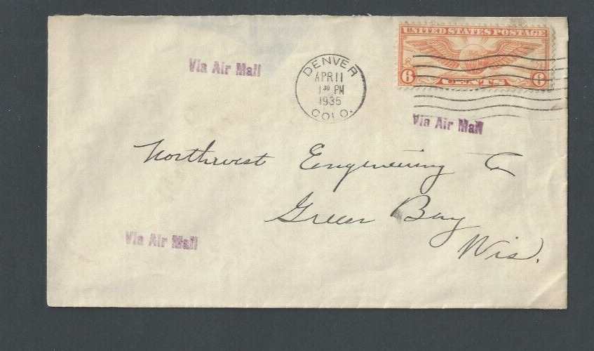 1935 Denver CO #C19 Airmail Cover To Mississippi | United States, Air ...