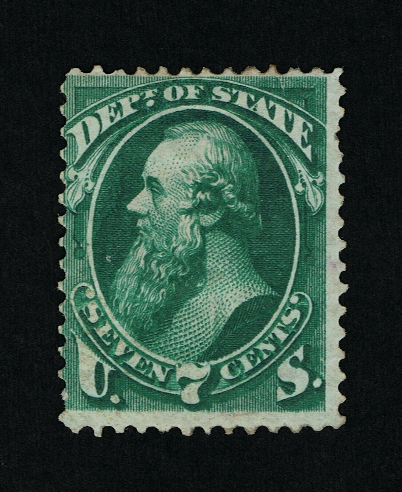 Genuine Scott #O61 F-Vf Used 1873 Dark Green 7¢ State Dept Official ...