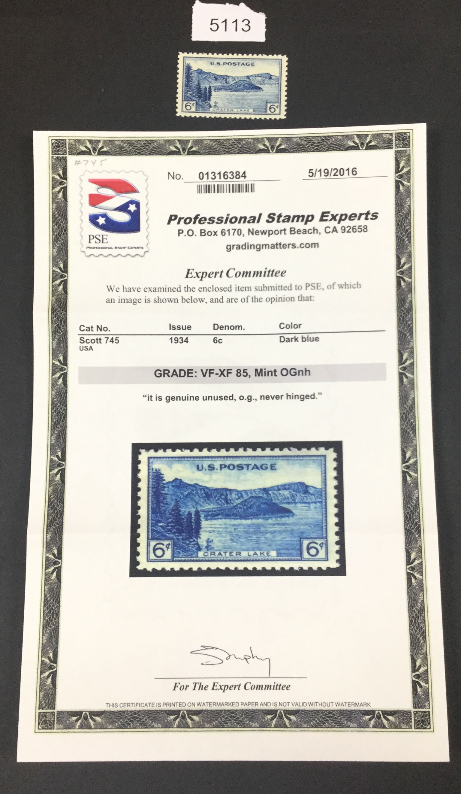 US Stamps #745 Mint OG NH *Pse Graded VF/Xf-85 Cert* LOT #5113 | United ...