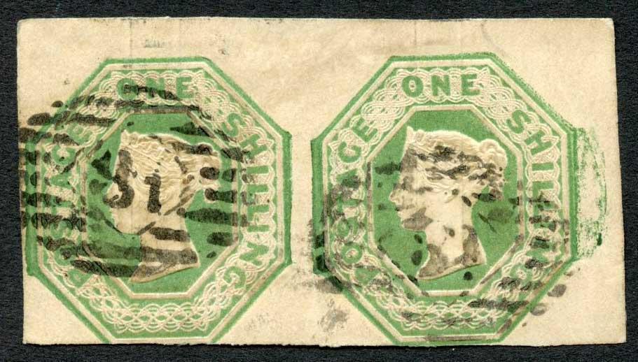 SG55 1/- Green Embossed Corner Pair Cat 2000++ pounds | Great Britain ...