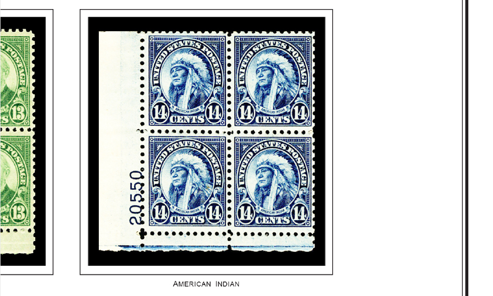Color Printed Us Plate Blocks 1930 1939 Stamp Album Pages 47