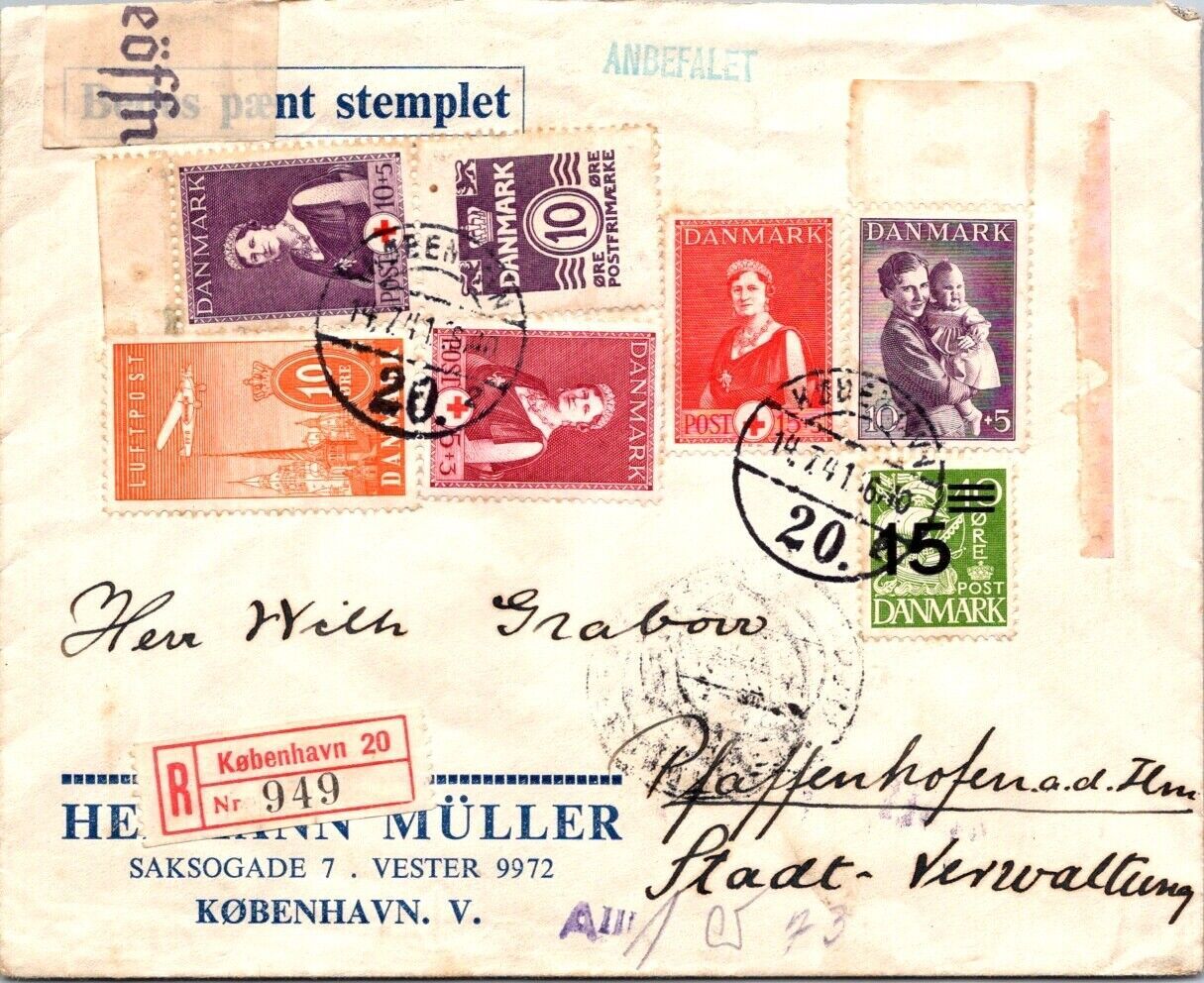 Schallstamps - Denmark 1941 Postal History Wwii REG Censored Sealed ...