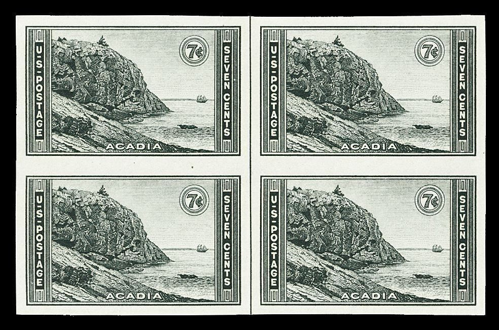 Scott 762 7c National Parks Imperforate Vertical Line Block of 4 Mint ...