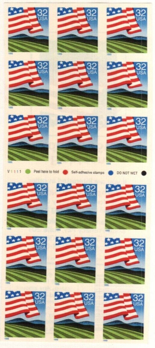 United States 32¢ Flag over Field Postage Stamp #2919a MNH Full Booklet ...